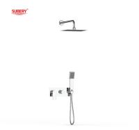 China Single Lever Concealed In-Wall Bath Or Shower Mixer With Diverter Rainshower Handshower Bath Matt Black Brass Tap Faucet for sale