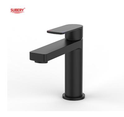 China Metal Matt Black Bathroom Basin Mixer Faucet Single Lever for sale