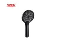 China Plastic Hand Showers ABS 3 Function Column Black Liquid Silicon Nozzle Round Easy Clean OEM for sale