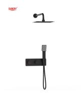 China Single Lever Concealed In Wall Bath Or Shower Mixer With Diverter Rainshower Handshower Bath Matt Black Brass Tap Faucet for sale