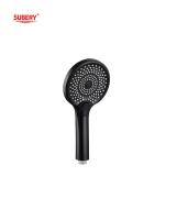 China Plastic Hand Showers ABS 3 Function Column Black Liquid Silicon Nozzle Round Easy Clean OEM for sale