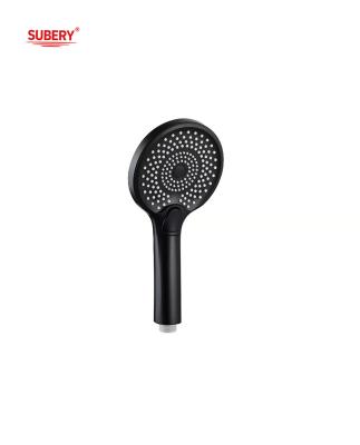 China Plastic Hand Showers ABS 3 Function Column Black Liquid Silicon Nozzle Round Easy Clean OEM for sale