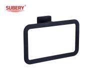 China Zinc Wall Mounted Bathroom Accessories towel ring holder matt black clssical rectangle design OEM ODM for sale