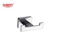 China Zinc Square Double Robe Hook Bathroom Gun Metal Color Oem Design Classical for sale