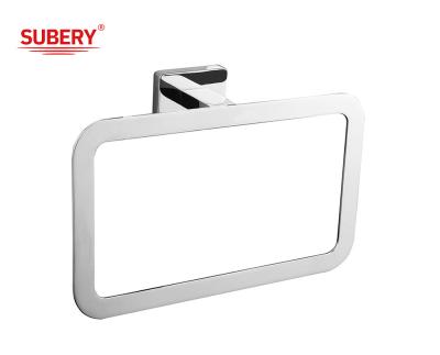 China Zinc Wall Mounted Chrome Towel Ring Holder Classical Rectangle Design Oem Odm for sale