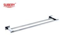 China Wall Mounted Stainless Steel Bathroom Wall Mounted Towel Bar Rack Single Brushed Polished Black Square Bath Towel Holder for sale