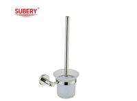 China stainless steel SS304 toilet brush holder Wall mounted toilet brush holder set with glass cups for sale
