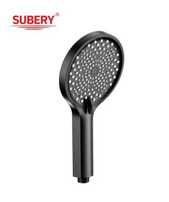China ABS plastic 3 function handshower hand shower column black bathroom new liquid silicon nozzle round easy clean OEM for sale