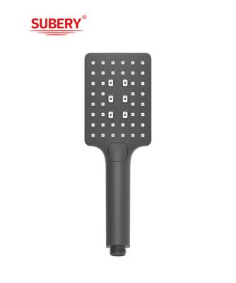 China ABS plastic 3 function handshower hand shower for shower column matt black bathroom silicon nozzle square easy clean OEM for sale