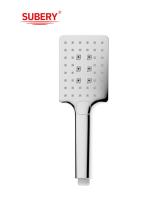 China ABS 3 function handshower hand shower for shower column chrome bathroom silicon nozzle square easy clean OEM for sale