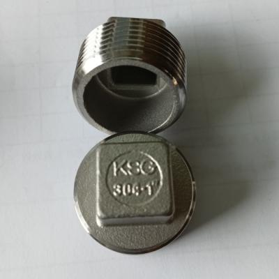 China 1 Inch Stainless Steel Cast Threaded Square Head Plug ISO 49-1994 AISI 304L Class 150 NPT for sale