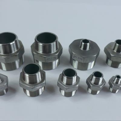 China ASTM A351 CF8 CF8M Stainless Steel Cast Threaded Hex Reducing Nipple Class 150 1/4 to 4 Inch for sale
