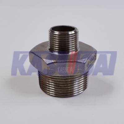 China AISI 304 ISO 49-1994(E) CL1000 1 1/2 x 3/4 Inch Stainless Steel Cast Hexagon Threaded Reducing Nipple for sale