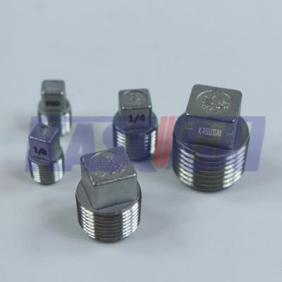 China AISI 304 Stainless Steel Cast Threaded Square Head Plug MSS SP-114 Class 1000 1/8 to 4 Inch for sale