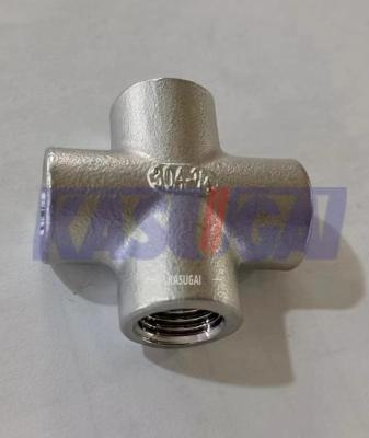 China AISI 304 Stainless Steel Cast Threaded Straight Cross 2 1/2 Inch Class 150 MSS SP-114 for sale