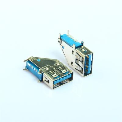 China USB 3.2  3.1 Gen2 Type A Female Connector, Vertical Side Entry SMT Socket, Straight Edge 10Gbps PCB Mount Receptacle for sale