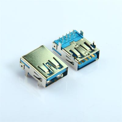 China USB 3.2 Gen2 Type A Female Connector, Vertical Side Entry SMT Socket, Straight Edge 10Gbps PCB Mount Receptacle for sale