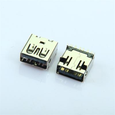 China USB3.2 Gen2 Type A Female Connector, Short Body SMT Shielded Socket, 10Gbps Surface Mount Receptacle for sale