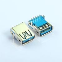 China USB3.2 Gen2 Type A Female Connector, 90° Horizontal DIP 9 Straight Pin Shielded Socket, 10Gbps Through Hole Receptacle for sale