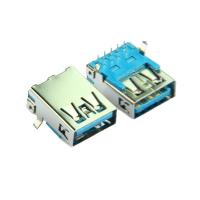 China USB3.0 Type A Female Connector,90° Horizontal DIP 9 Bent Frog Foot Straight Edge Shielded Socket,5Gbps Through Hole Receptacle for sale