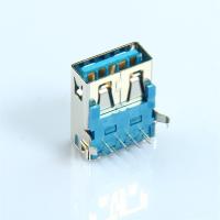 China USB3.0 Type A Female Connector,90° Horizontal DIP 9 Bent Frog Foot Straight Edge Shielded Socket,5Gbps Through Hole Receptacle for sale