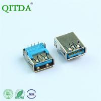 China USB3.0 Type A Female Connector, Reverse Horizontal 90° Fork Pin DIP Shielded Socket, 5Gbps Through Hole PCB Receptacle for sale