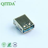 China USB3.0 Type A Female Connector, Reverse Horizontal 90° Fork Pin DIP Shielded Socket, 5Gbps Through Hole PCB Receptacle for sale