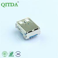 China USB3.0 Type A Female Connector, Reverse Horizontal 90° Fork Pin DIP Shielded Socket, 5Gbps Through Hole PCB Receptacle for sale