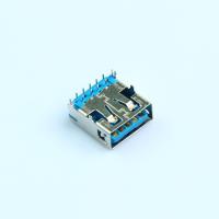 China USB3.0 Type A Female Connector, Short Body 90° Horizontal DIP Shielded Socket, 5Gbps Through Hole PCB Receptacle for sale