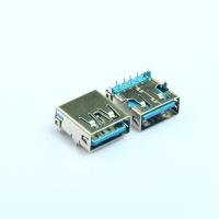 China USB3.0 Type A Female Connector, Reverse 90° DIP Short Body L14 Ultra Thin H5.76 Shielded Socket, 5Gbps Through Hole PCB Receptacle for sale