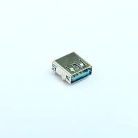 China USB3.0 Type A Female Connector, Reverse 90° DIP Short Body L14 Ultra Thin H5.76 Shielded Socket, 5Gbps Through Hole PCB Receptacle for sale