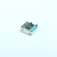 China USB3.0 Type A Female Connector, Reverse 90° DIP Short Body L14 Ultra Thin H5.76 Shielded Socket, 5Gbps Through Hole PCB Receptacle for sale