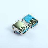 China USB3.0 Type A Female Connector,90° Horizontal DIP 9 Bent Frog Foot, Rolled Edge Shielded Socket,5Gbps Through Hole PCB Receptacle for sale