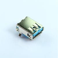 China USB3.0 Type A Female Connector,90° Horizontal DIP 9 Bent Frog Foot, Rolled Edge Shielded Socket,5Gbps Through Hole PCB Receptacle for sale