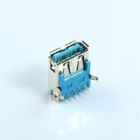 China USB3.0 Type A Female Connector,90° Horizontal DIP 9 Bent Frog Foot, Rolled Edge Shielded Socket,5Gbps Through Hole PCB Receptacle for sale
