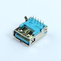 China USB3.0 Type A Female Connector,90° Horizontal DIP 9 Bent Frog Foot, Rolled Edge Shielded Socket,5Gbps Through Hole PCB Receptacle for sale