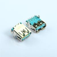 China USB3.0 Type A Female Connector,90° Horizontal DIP 9 Fork Pin Full Shielded Socket,5Gbps Through Hole PCB Receptacle for sale