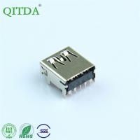 China USB3.0 Type A Female Connector, 90° Horizontal DIP Short Body Black Insulator Shielded Socket, 5Gbps Through Hole PCB Receptacle for sale