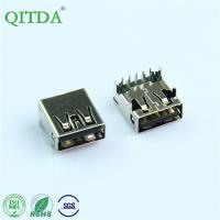 China USB3.0 Type A Female Connector, 90° Horizontal DIP Short Body Black Insulator Shielded Socket, 5Gbps Through Hole PCB Receptacle for sale