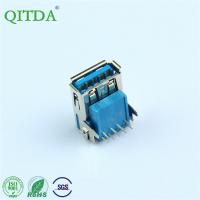 China USB3.0 Type A Female Connector,90° Horizontal DIP Raised Height Shielded Socket,5Gbps Through Hole PCB Receptacle for sale