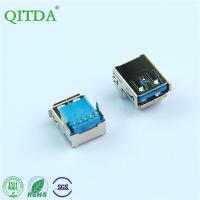China USB3.0 Type A Female Connector,90° Horizontal DIP Raised Height Shielded Socket,5Gbps Through Hole PCB Receptacle for sale