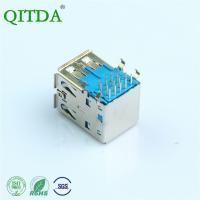 China USB3.0 Type A Female Connector, Double Layer Long Body L19.7mm 90° Horizontal DIP Bent Pin Shielded Socket, 5Gbps PCB Through Hole Receptacle for sale