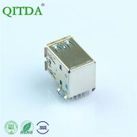 China USB3.0 Type A Female Connector, Double Layer Long Body L19.7mm 90° Horizontal DIP Bent Pin Shielded Socket, 5Gbps PCB Through Hole Receptacle for sale