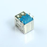 China USB3.1 Gen2 Type A Female Connector, Double Layer Stacked 90° Horizontal DIP Bent Pin Straight Edge Shielded Socket, 10Gbps PCB Through Hole Receptacle for sale