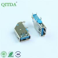 China USB3.0 Type A Female Connector, Side Vertical Entry 9 Pin DIP Shielded Socket, 5Gbps Side Plug Vertical Through Hole PCB Receptacle for sale