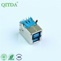 China USB3.0 Type B Female Connector, Square Port 90° Horizontal DIP Full Shielded Socket, 5Gbps PCB Through Hole Receptacle for sale