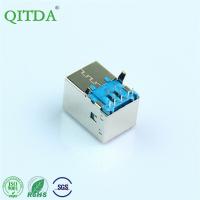 China USB3.0 Type B Female Connector, Square Port 90° Horizontal DIP Full Shielded Socket, 5Gbps PCB Through Hole Receptacle for sale