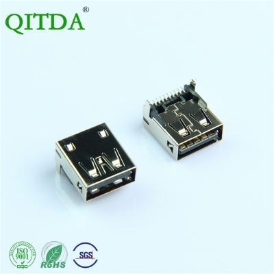 China USB3.0 Type A Female Connector, 90° Horizontal SMT Front Foot Surface Mount Shielded Socket, 5Gbps PCB SMD Receptacle for sale
