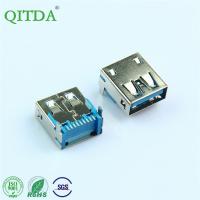 China USB3.0 Type A Female Connector, Horizontal SMT Front Foot Surface Mount Full Metal Shielded Socket, 5Gbps PCB SMD Receptacle for sale