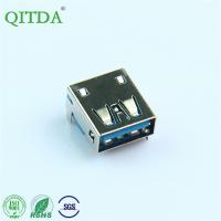 China USB3.0 Type A Female Connector, Horizontal SMT Front Foot Surface Mount Full Metal Shielded Socket, 5Gbps PCB SMD Receptacle for sale